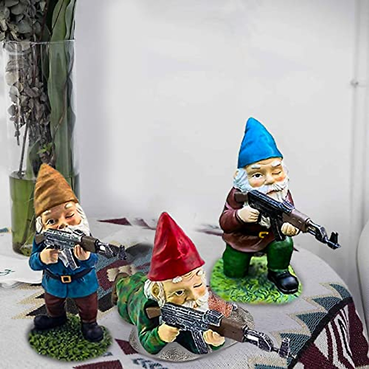 YYTRY Military Gnome,Military Garden Gnomes with Gun,Army Gnomes Outdoor Garden Statues,Desktop Indoor Outdoor Lawn Yard Decorations Halloween Holiday Christmas Thanksgiving Gifts (Yellow) RKS542