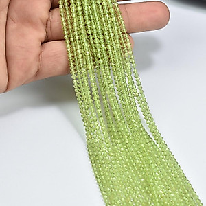Natural Peridot roundella Faceted Beads 2.5mm 13 inch Long String Jewelry Making Gemstone Beads for Necklace Bracelet