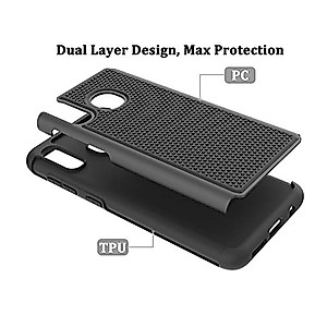 Dahkoiz for Samsung Galaxy A20/A30 Case with Tempered Glass Screen Protector, Dual Layer Drop Protection Cover Protective Phone Case for Samsung Galaxy A20/A30, Black