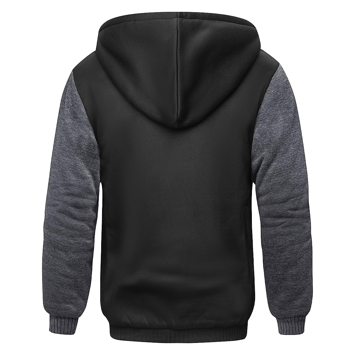 SCODI Hoodies for Men Heavyweight Fleece Sweatshirt - Full Zip Up Thick Sherpa Lined Black Grey XL