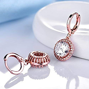 "GULICX Rose Gold Electroplated Vintage Style Hoop Earrings with Zircon Dangle and Leverback for Women"