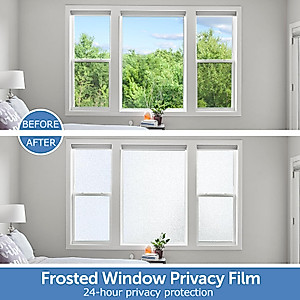 HIDBEA Frosted Window Privacy Film - Non Adhesive Static Cling Glass Stickers Sun UV Blocking Heat Control Door Covering Decals for Home Office, 23.6 x 78.7 Inch