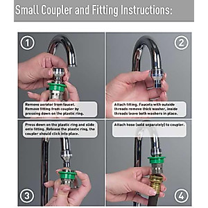 Quick Connect Hose to Faucet Coupler and Fitting Dual Thread by 3/4 in. Brass MGH Good for Portable Appliances Snap Fit (Small Fitting & Coupler)