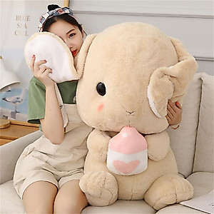 MSGKV Bunny Plush Bunny Stuffed Animals Lop Eared Rabbit Cute Stuffed Bunny Pillow Gift for Women Kids Girls on Christmas Birthday Thanksgiving, 8.6in/22cm Feeding Bottle Bunny