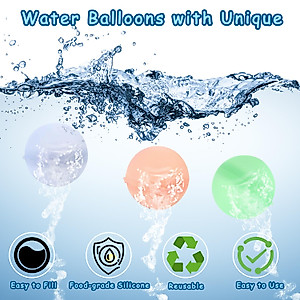 15Pcs Reusable Water Balloons - Latex-Free Soft Silicone Water Bomb Pool Toys, Quick-Fill Water Bomb for Kids & Adults All Ages Summer Fun Outdoor Party Games