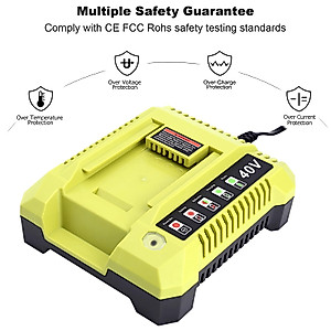 Kotoate Replacement for Ryobi 40V Battery Charger, OP401 Charger Compatible with Ryobi 40V Lithium Battery OP4040 OP4050 OP4050A OP40601 OP4026 OP4015 OP4030 Fast Charger