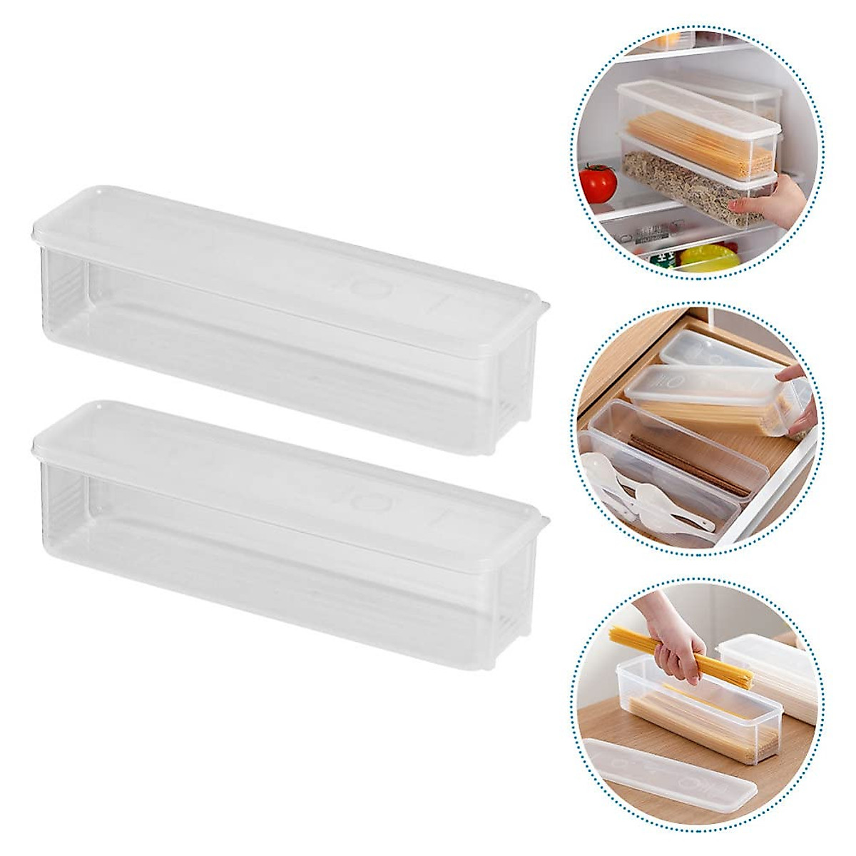 HEMOTON Pasta Holder Container 2pcs Pasta Container Spaghetti Noodle Holder Rectangular Chopstick Storage Box Sealed Noodle Canisters Rectangular Food Box Spaghetti Keeper Box with Cover