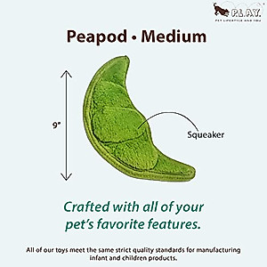 P.L.A.Y. Cute Plush Dog Toys - Fruit & Vegetable Themed Durable Squeaker Chew Toy, Great for Puppies & Small, Medium, Large Dogs - Machine Washable, Recycled Materials (Garden Fresh Peapod, Medium)