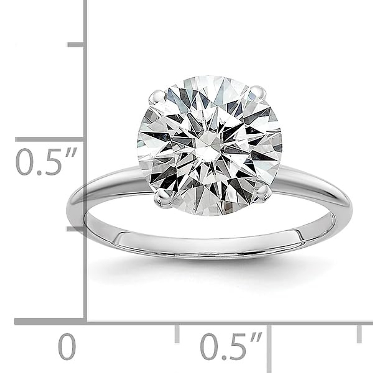 IceCarats 14K White Gold 3ct. Round Moissanite Solitaire Engagement Ring size 7