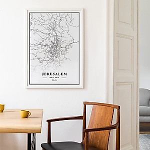 Dear Mapper Jerusalem View Abstract Road Modern Map Art Minimalist Painting Black and White Canvas Line Art Print Poster Art Print Poster Home Decor (Set of 3 Unframed) (16x24inch)