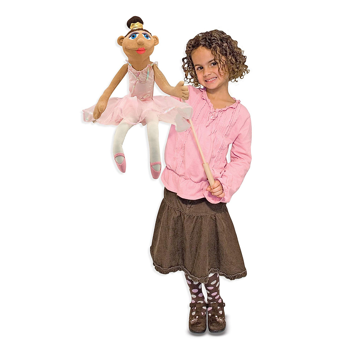 Melissa & Doug Ballerina Puppet (Tina Prima) with Detachable Wooden Rod, Multicolor