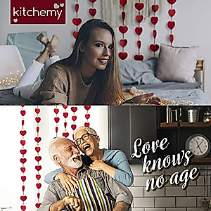 120 Valentines Day Decorations for Home Decor – Pre-Assembled Red Hearts Felt Garlands Hanging Decoration for Valentine's Day Wedding Anniversary Happy Engagement Party Birthday Window Kissing Prop