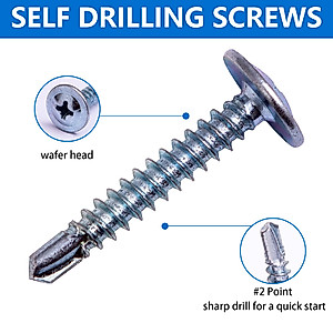 GVAKMM 0.75LB(220Pcs), #8x5/8" Phillips Truss Head Self-Drilling Tek Screw,Modified Truss Head Self Tapping Sheet Metal Screws,Zinc-Plated Steel(5/8 Inch,16mm,220Pcs)