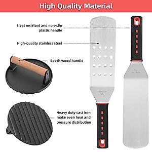 VIKEYHOME Griddle Accessories Kit, 28 Pcs Griddle Grill Tools Set, Professional Grill BBQ Spatula Set with Basting Cover, Spatula, Scraper, Bottle, Tongs, Egg Ring