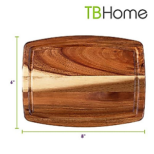 TB Home 8" Acacia Wood Serving & Cutting Board with Juice Groove
