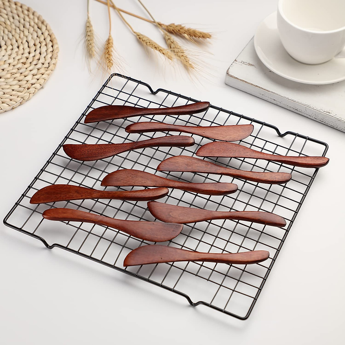 CHWAIKA Butter Knife Spreader Wooden Butter Spreader Knife Set of 10 Butter Knife for Peanut Jam Cheese (BK-01)