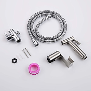 Bidet Sprayer for Toilet, Handheld Sprayer Kit with Adjustable Jet Spray for Toilet Bidet Cloth Diaper Sprayer Set Feminine Hygiene Cleaning Premium Stainless Steel Muslim Shower Toilet Sprayer