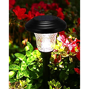 UFOND 8 Pack Solar Pathway Lights Outdoor，Waterproof Solar Garden Lights, Glass Stainless Steel Solar Decor Lamp,Landscape Path Lights for Yard Patio Driveway Sidewalk, (Cool White)