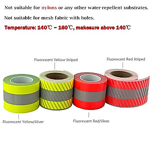 NOZUONO High Visibility Reflective Heat Transfer Vinyl Iron On Tape for Clothing 2in x 5yd (Fluorescent Yellow Striped)