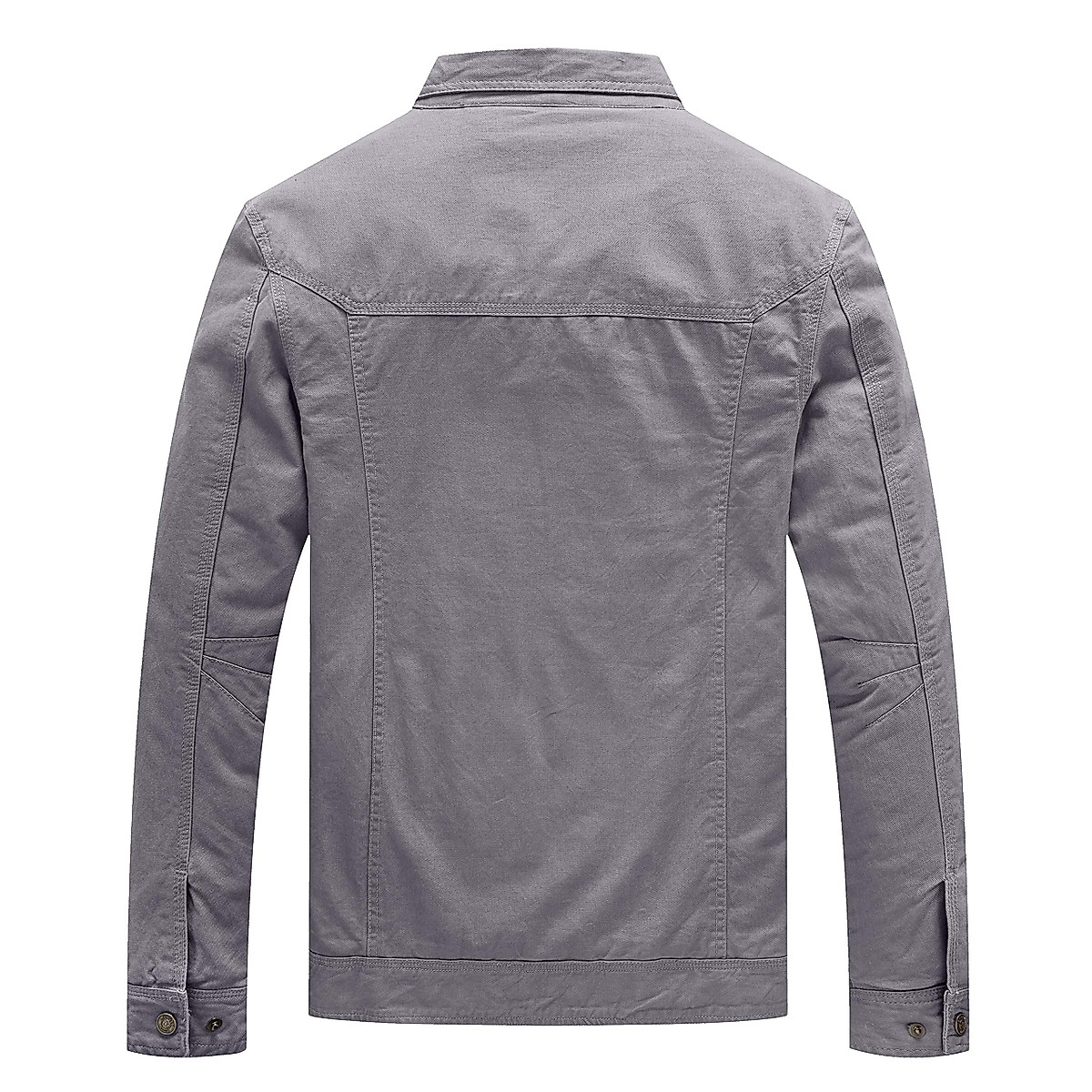 WenVen Men's Casual Canvas Cotton Military Utility Jacket (Light Grey,2XL)