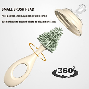 FOVNOT Baby Bottle Brush, Long Handle Silicone Bottle Brush Baby Bottle Brush Set for Baby Breast Pumps, Nipples, Breastmilk Storage Bag, Reusable Straws, Sippy Cups Bottle Brush with Stand