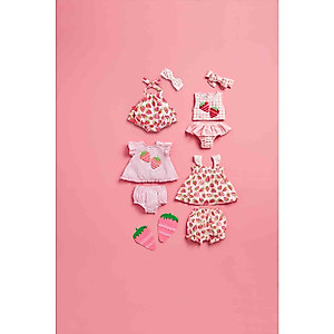 Mud Pie Baby Girls Casual Sunsuit & Headband, Strawberry, 6M US