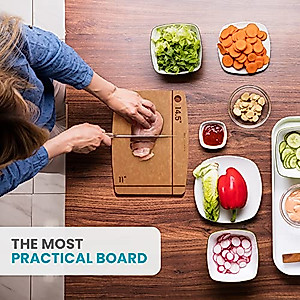 Wood Cutting Boards for Kitchen - Composite Wooden Fiber Cutting Board, Dishwasher Safe Chopping Board - Thin and Lightweight Meat Cutting Board - Large Cutting Board 14.5 x 11 in (Natural)