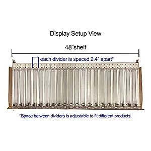 Pack of 20 Shelf Pusher Spring Loaded Organizer, Product Display Tray, 6 Different Tensions, Retail Shelving Pusher, Glider Self Pushing Bar, Convenience Store Display Clear Medium Duty 7N