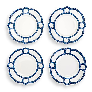 Two's Company Set of 4 Blue Bamboo Touch Dinner Plate
