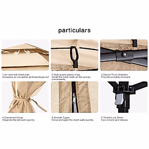 COOSHADE 11x11Ft Easy Pop Up Gazebo Tent Instant Outdoor Canopy Shelter with Mosquito Netting Walls(Khaki)