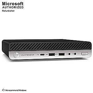 HP EliteDesk 800 G4 4CB30UT Mini Desktop (2.1 GHz Intel Core i5-8500T, 8 GB DDR4 SDRAM, 256 GB SSD, Windows 10 Pro) (Renewed)
