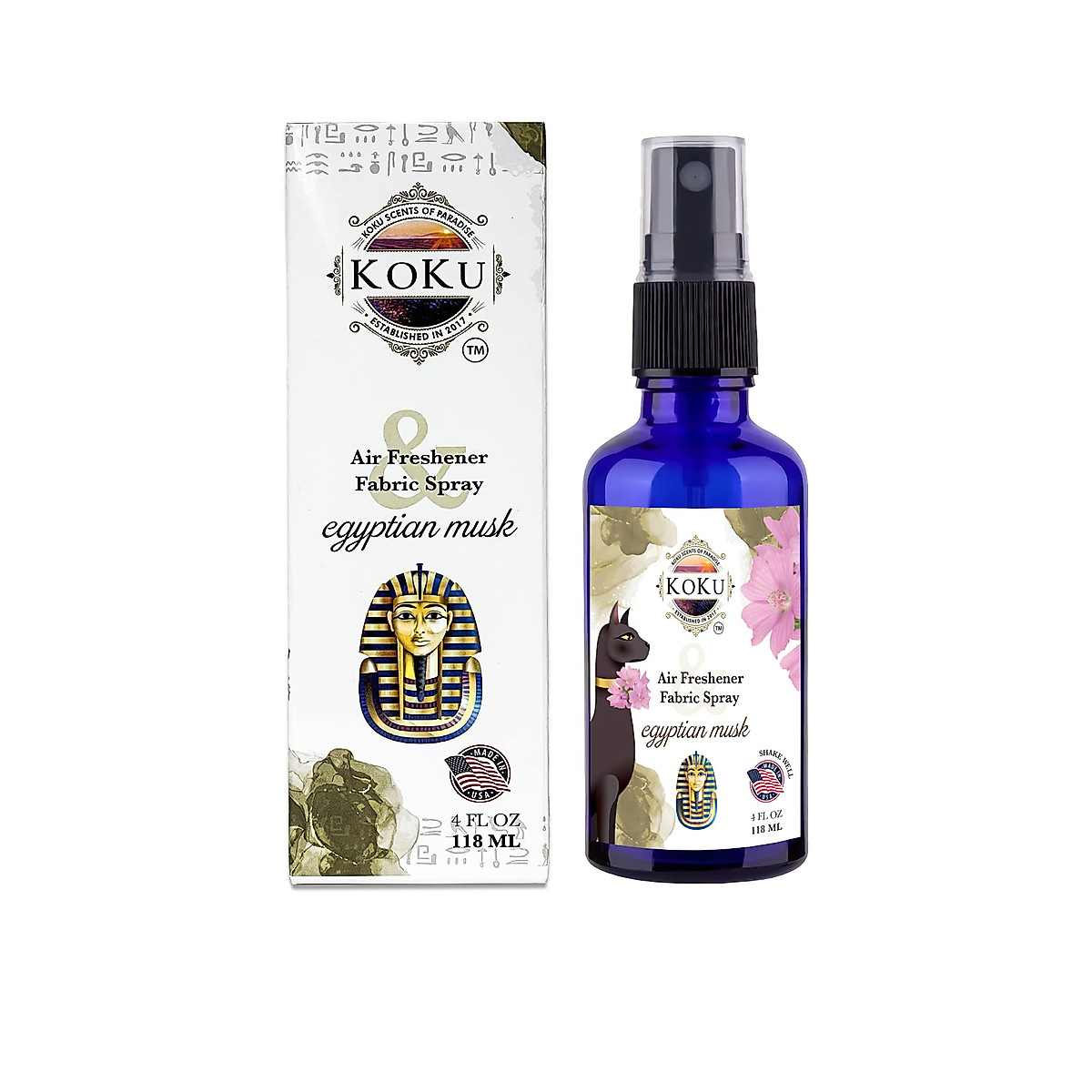 Egyptian Musk Air Freshener - Room Spray - Odor Eliminator - Deodorizer - Car Air Freshener - Home Spray - Linen Spray - Fabric Refresher - Non-Toxic - Alcohol Free - Made in USA (4 Oz)