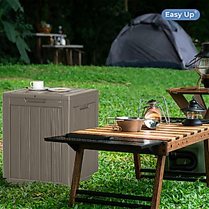 28 Gallon Resin Deck Box, Lockable Waterproof Ourdoor Storage Container for Pool Accessories, Patio Furniture, Cushions, Toys and Garden Tools - Black (Grey)