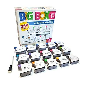 Carson Dellosa 250-Piece Big Box of Sentence Building for Kids, Sight Word Game with Dry Erase Marker and Color-Coded Sight Words and Punctuation Cards, Speech Therapy Toys for Toddlers