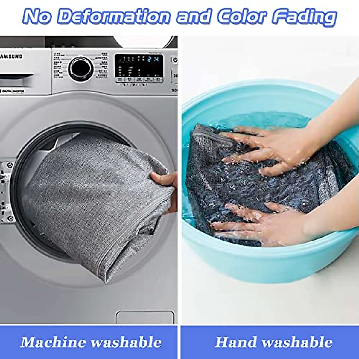 2Pack 105L Extra Large Storage Bags, Folding Moving Comforter Blanket Storage Bags Closet Organizers and Storage Containers for Clothes with Strong Handles&Zippers Clear Window for Bedding Pillow Grey