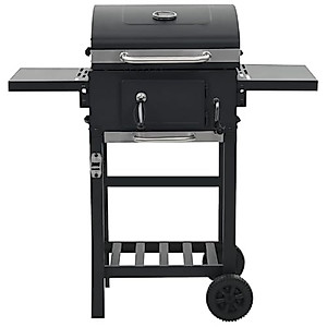 VRAXO Charcoal-Fueled BBQ Grill with Bottom Shelf Black,Outdoor Grills-37.84lbs