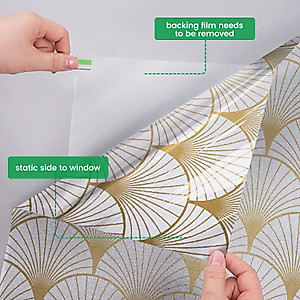 DKTIE Window Privacy Film Frosted Glass Static Clings Non Adhesive with Installation Tools, Modern Home Improvement Style (B117, 17.7'' x 78.7'')