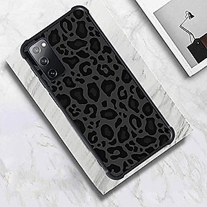 KANGHAR Case Compatible with Samsung Galaxy S20 FE,Black Leopard Design,Tire Texture Non-Slip +Shockproof Rugged TPU Protective Case for Samsung Galaxy S20 FE 6.5 Inch (2020) Leopard Pattern