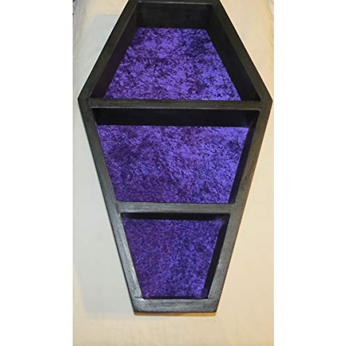 JOANNDLES Coffin Wall Shelf Black Wood to Choose Dracula Style Gothic Home Decor (22-Half L x14-half W x 3-Half D) (Black Wood Purple Back)