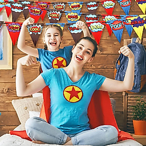 Breling 8 Pcs Hero Birthday Party Banner Hero Birthday Party Decorations Hero Paper Pennant Banner Garland Decor for Kids Boys Birthday Party Supplies Baby Shower Wall Decoration