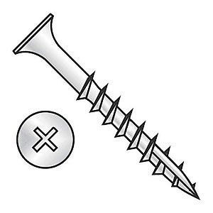 #8 x 1-5/8" Stainless Steel Deck Screw Phillips Drive, Bugle Head (Quantity: 500) Type 17 Wood Cutting Point, 1-1/8" of Thread Length, 8 Screw Diameter, 1-5/8" Screw Length