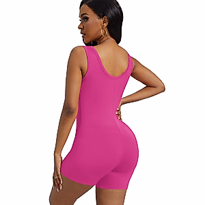 Alaroo Bodysuit for Women Womens Biker Short Biker Short Set Biketard Clubwear Rose Red XL