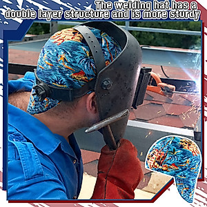 4 Pcs Welding Cap Flame Resistant Cotton Welding Hat for Men Women's Welders Caps Sweat Absorption Mesh Hat Liner for Welder Electrician Gas Station, Matched with Most Welding Helmet