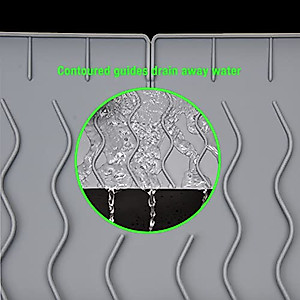 UPGRADED Exemplary Elements Silicone Sink Faucet Water Drip Catcher Tray - Larger Size 18 in x 6 in - 1pc - Water Splash Guard - Efficient Water Drain - Easy to Clean (Gray)