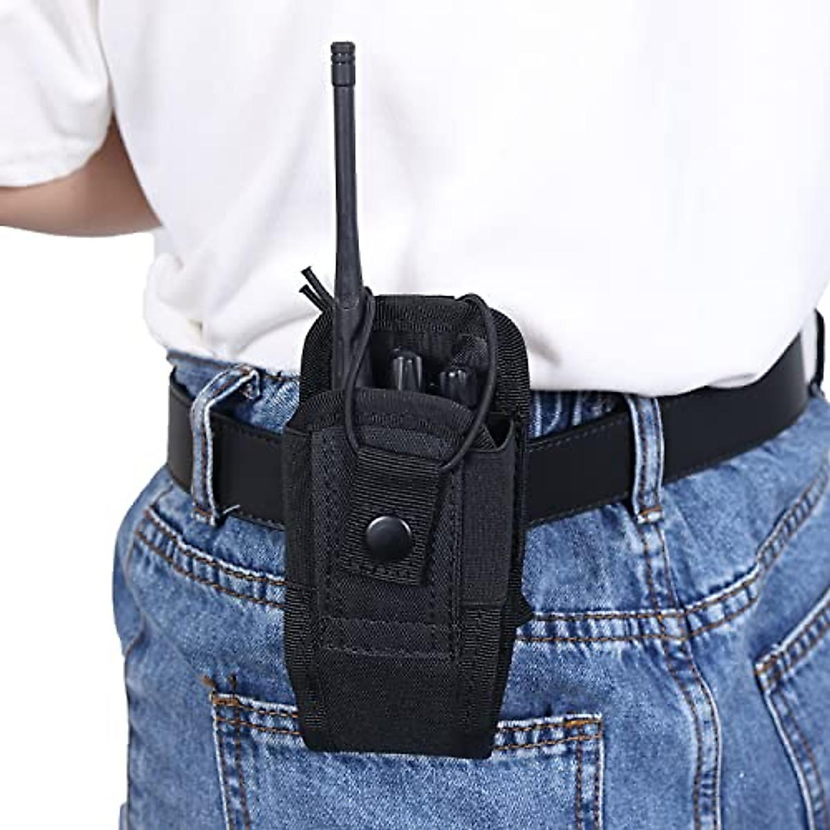 HEOPBIRD Radio Holster, MOLLE Radio Holder Universal Walkie Talkie Pouch Case for Duty Belt, Tactical Police Two Way Radio Harness for Baofeng, Motorola, Kenwood,2 Pack
