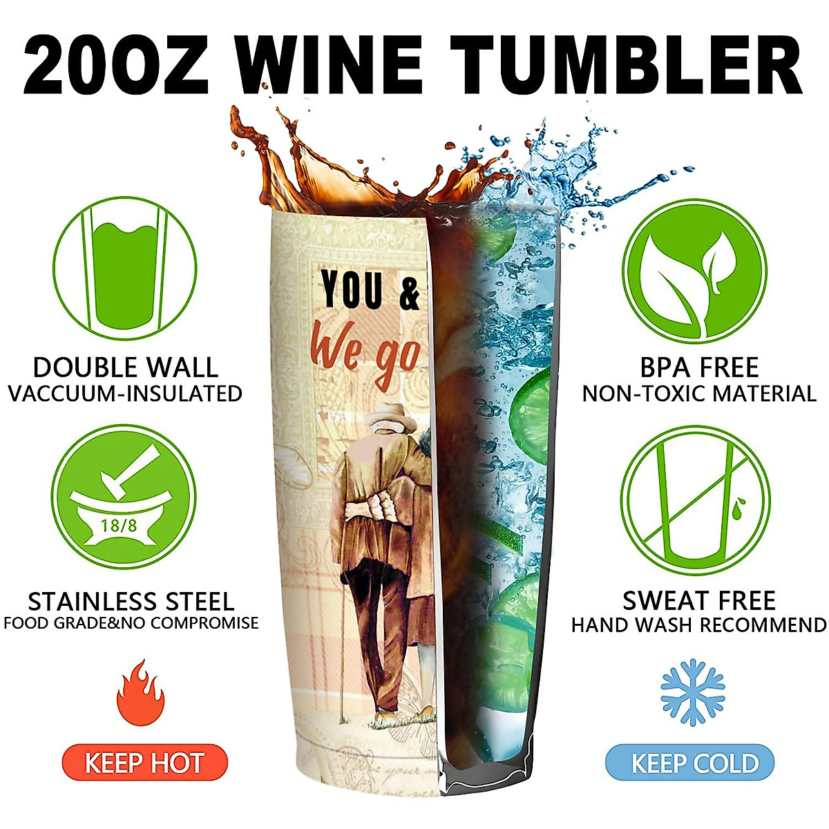 Oigemit Gifts for Wife, Birthday Gifts for Wife,Mothers Day Gift for Wife From Husband Romantic,Gifts for Her for Anniversary Valentine Wedding Day, To My Wife 20oz Insulated Tumbler With Keychain