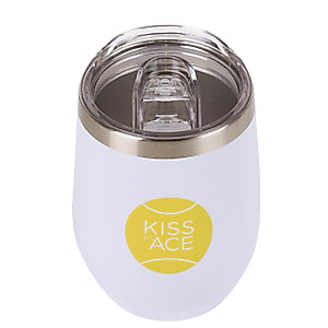 Tennis Wine Tumbler | Funny Tennis Gift | 12 oz Insulated Stainless Steel Wine Glass for Tennis Players