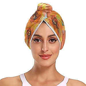 Emelivor Fox Microfiber Hair Towel Wrap for Women 2 Pack Absorbent Quick Dry Hair Turban Towel Wrap with Button Soft Bath Head Turban for Women Men Girls Kids Wet Hair