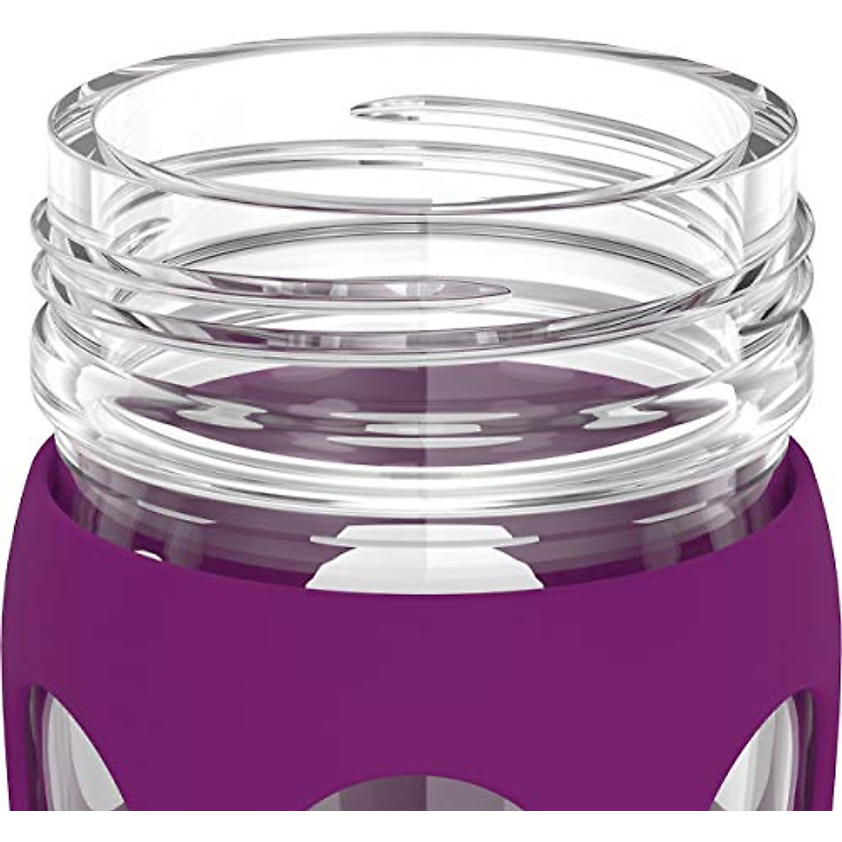 Lifefactory 22-Ounce Glass Water Bottle with Active Flip Cap and Protective Silicone Sleeve, Plum