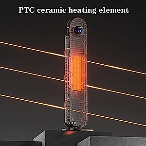 Outdoor Garden Heater Ceramic Space Heater, 2000W Portable Quiet Heater with Remote Control & 12h Timer, Thermostat, Overheat & Tip-Over Protection, Electric Rotating Heater Patio